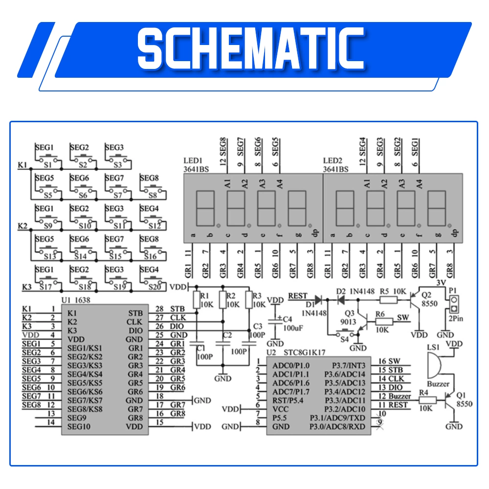DIY Electronic Kits LED Digital Tube Calculators 51 Microcontroller ...