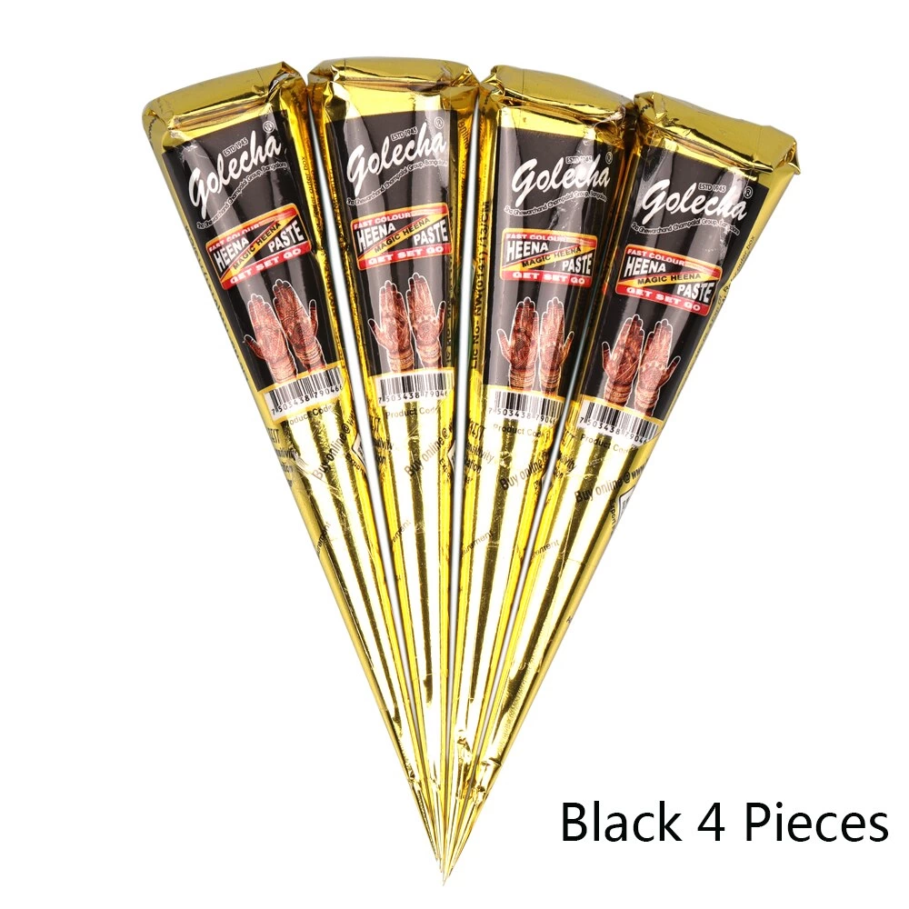 GOLECHA Black Brown Red White Henna Cones Indian Henna Tattoo Paste For ...