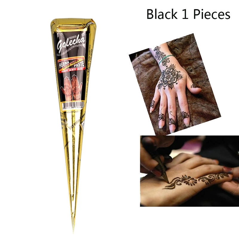 GOLECHA Black Brown Red White Henna Cones Indian Henna Tattoo Paste For ...