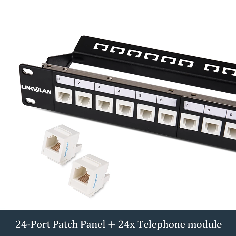 Linkwylan 19 inch 24-Port Cat6 Modular Patch Panel Incl. 24pcs RJ45 ...