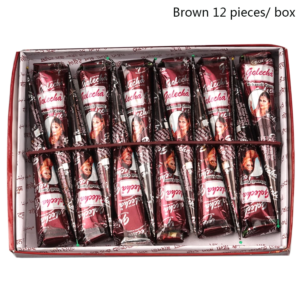 GOLECHA Black Brown Red White Henna Cones Indian Henna Tattoo Paste For ...