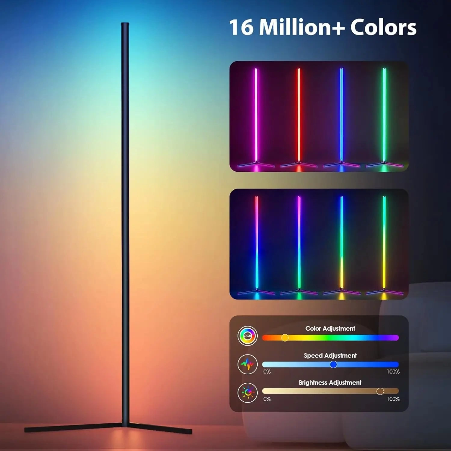 RGB Dream Color Floor Lamp – 155CM Music Sync, 16 Million Colors for ...