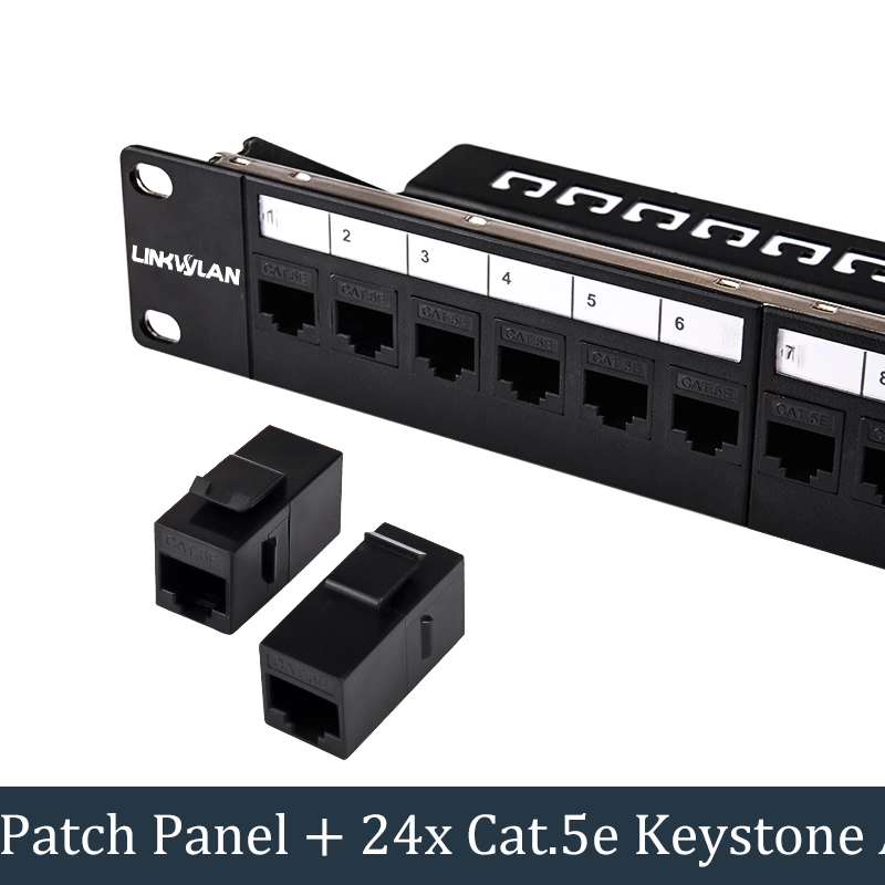 Linkwylan 19 inch 24-Port Cat6 Modular Patch Panel Incl. 24pcs RJ45 ...