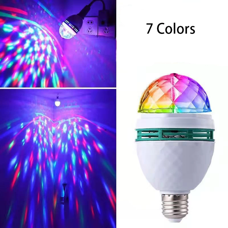 E27 Rotating Magical Ball Lights Mini RGB Projection Lamp Party DJ Disco Ball Light For Home ...