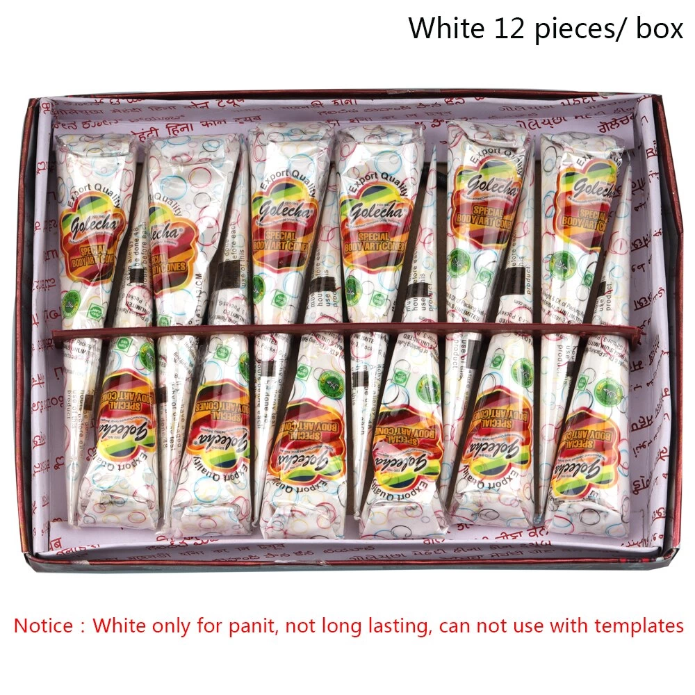 GOLECHA Black Brown Red White Henna Cones Indian Henna Tattoo Paste For ...