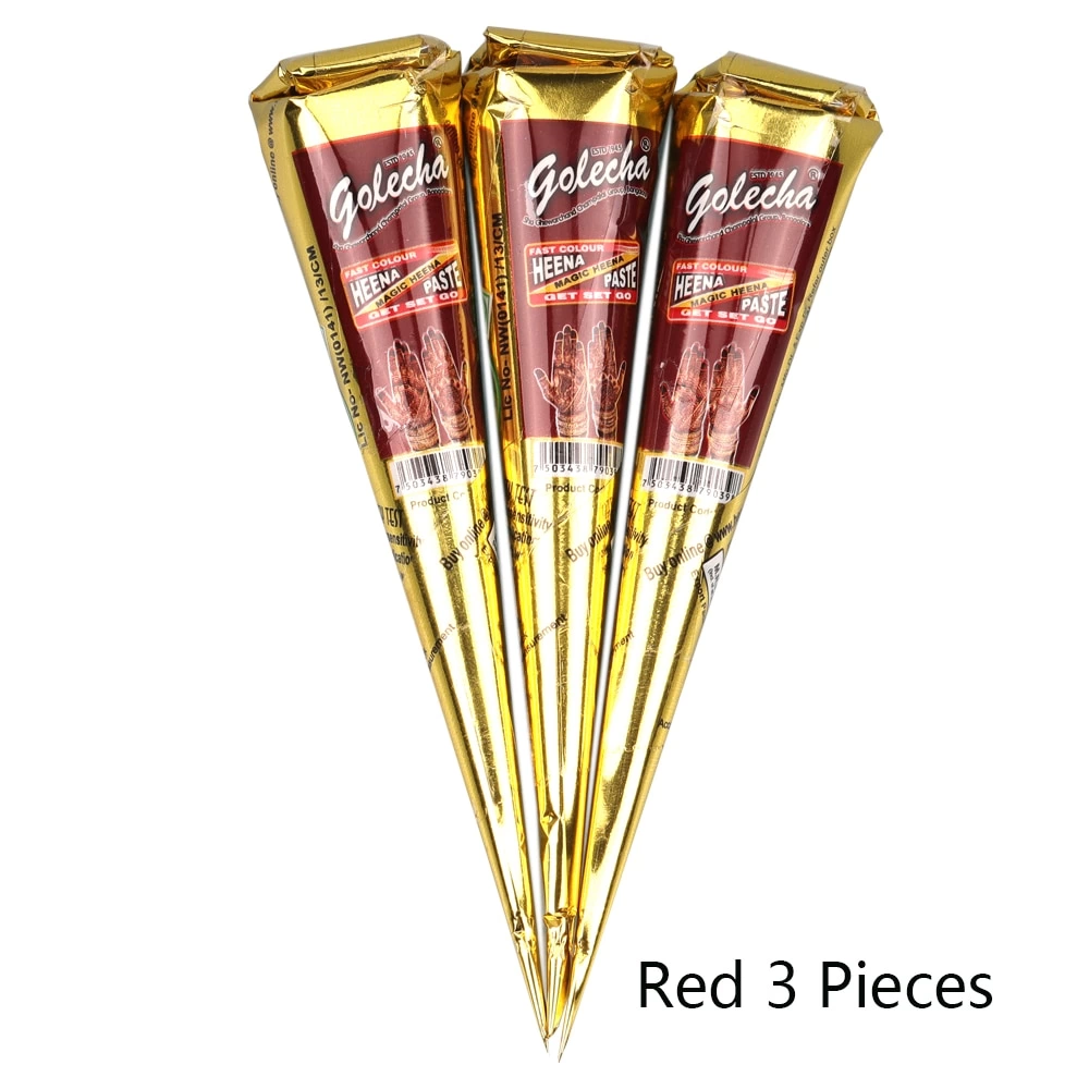 GOLECHA Black Brown Red White Henna Cones Indian Henna Tattoo Paste For ...