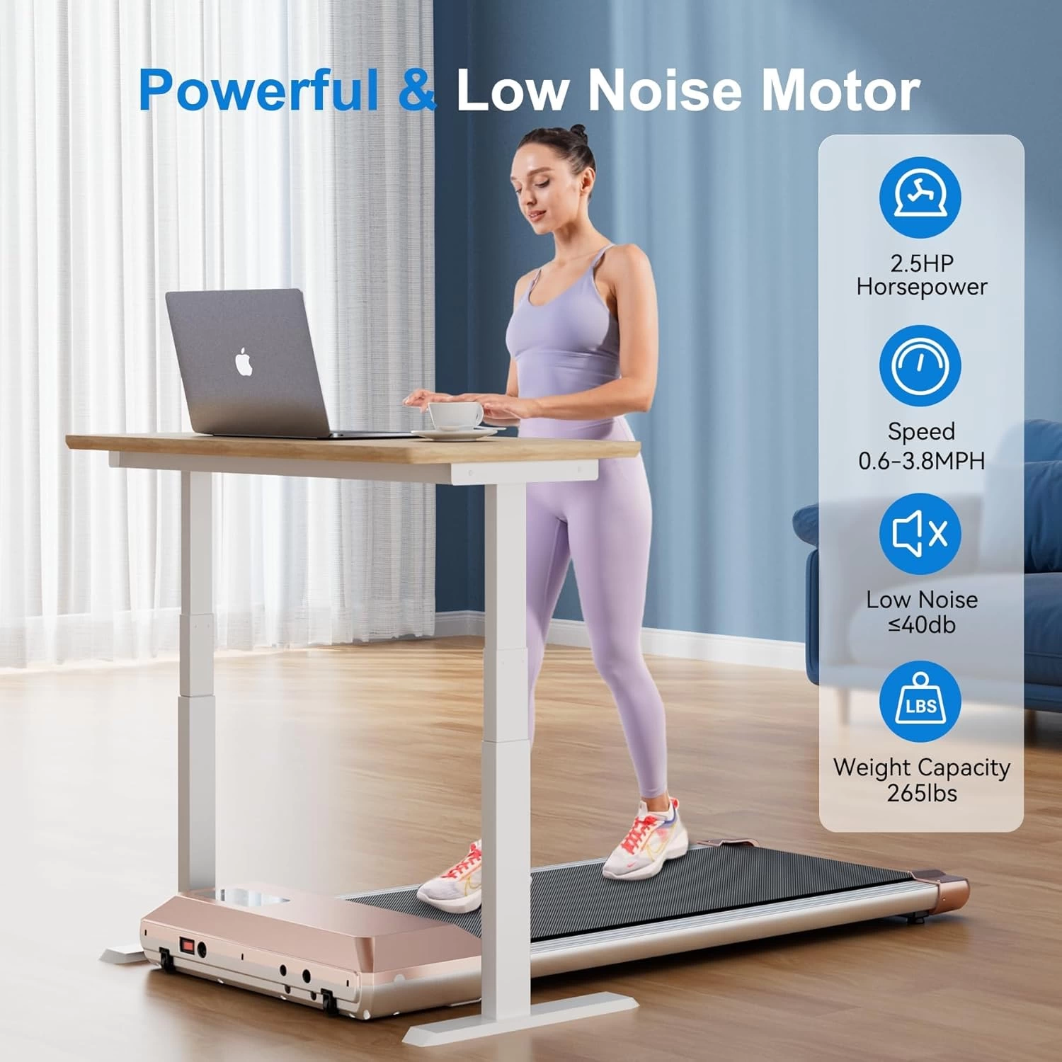 Walking Pad Treadmill, 2.5 HP Low Noise Under Desk Treadmill with APP ...