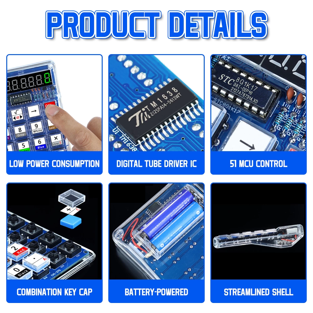DIY Electronic Kits LED Digital Tube Calculators 51 Microcontroller ...