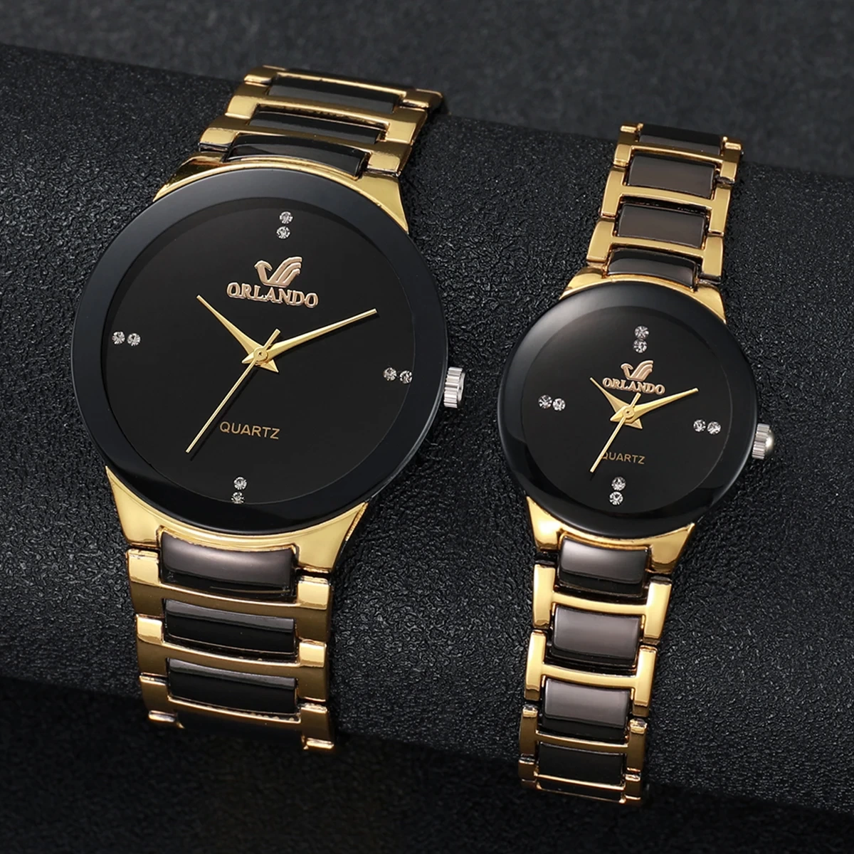 2PCS Couple's Watch Set - Stainless Steel Band Analog Quartz Watches ...