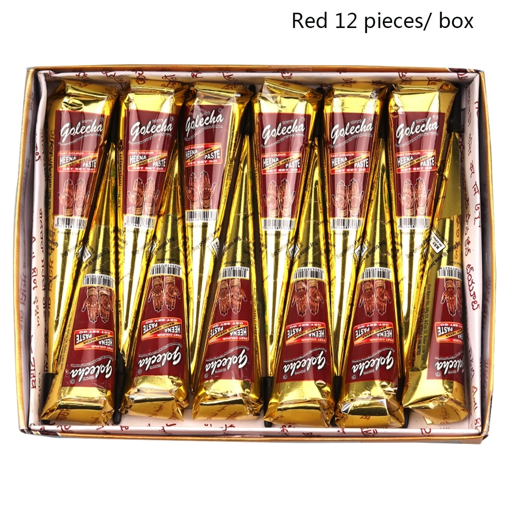 GOLECHA Black Brown Red White Henna Cones Indian Henna Tattoo Paste For ...