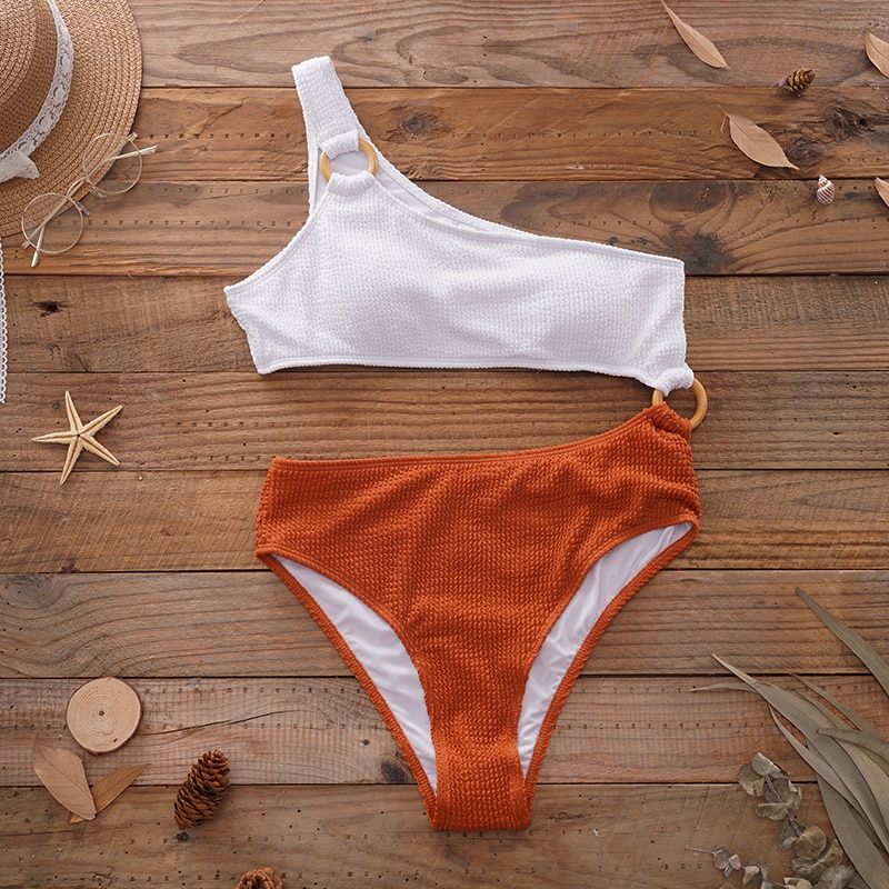 2022 Sexy One-Piece Boho Solid Swim Suit | Trendsvana